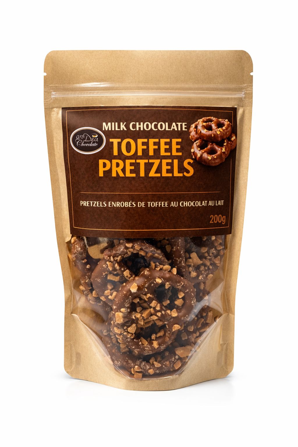 anDea Chocolate | Milk Chocolate Toffee Pretzels 3 Ring - 200g | H21043