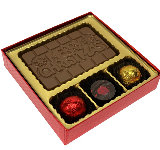 anDea Chocolate | Merry Christmas Chocolate 4pc Gift Box - 12 / Case ...