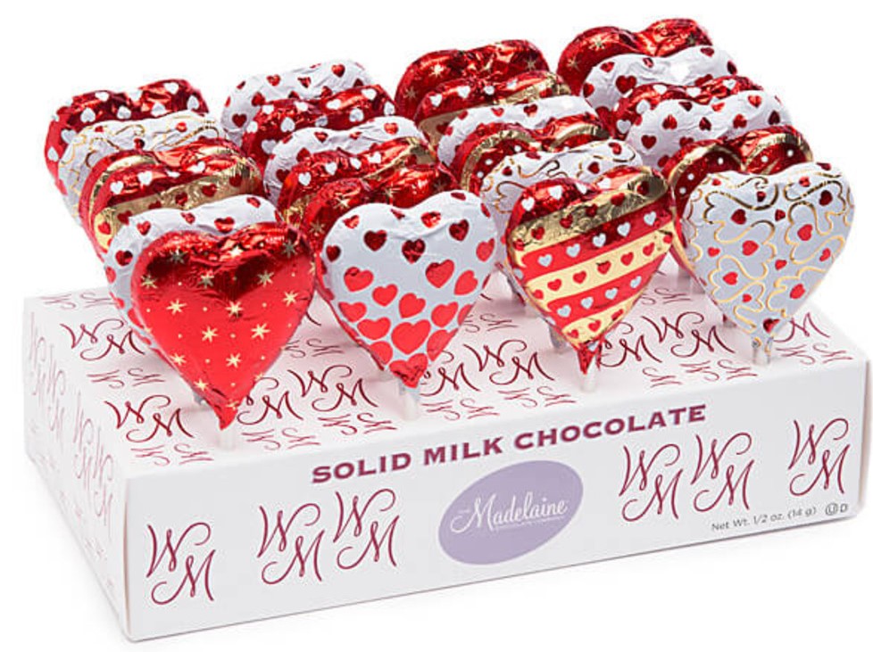 anDea Chocolate | Foiled Milk Chocolate Valentine Pops - 24ct | MA221